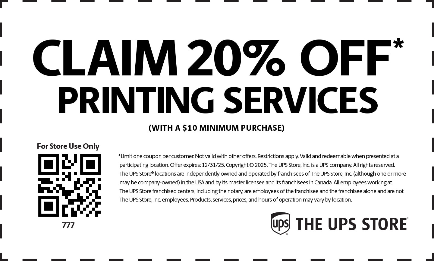 Stop in Today for 20% Off* Printing Services | The UPS Store®